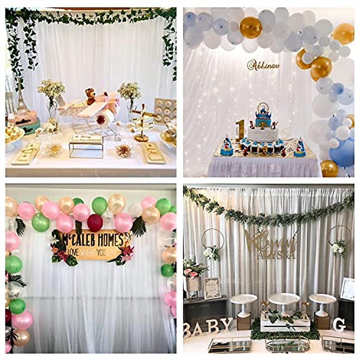 White Backdrop Curtains for Parties Sheer Tulle Backdrop Curtain for Wedding Birthday Party Ceremony Photo Backdrop Curtain for Home Decoration 10'W x8'H