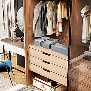 DIMJ Drawer Organizer, Underwear Drawer Organizer Divider, Set of 4 Fabric Drawer Organizer, Dresser Drawer Dividers for Baby Clothes, Socks, Belt, Tie (Grey)