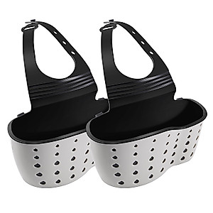 COIYINGJAUNEI Kitchen Sink Caddy Sponge Holder for Kitchen Sink Organizer Dish Sponge Holder Ajustable Strap Faucet Sponge Holder with Drain Holes for Drying, Kitchen Sink Accessories (2 pcs)