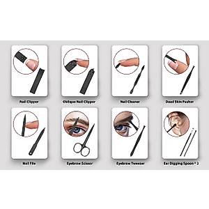 Cater Manicure Nail Clippers Pedicure Set - Stainless Steel Manicure, Professional Grooming Kit, Nail Care Tools with Luxurious Travel Case (18pcs-Black)