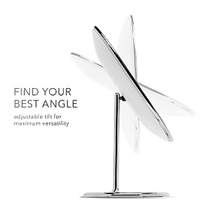 Fancii Wall Mount LED Lighted Vanity Makeup Mirror, Rechargeable - Cordless Illuminated Cosmetic Mirror with 3 Dimmable Light Settings, Dual Magnification - Vera (Chrome)