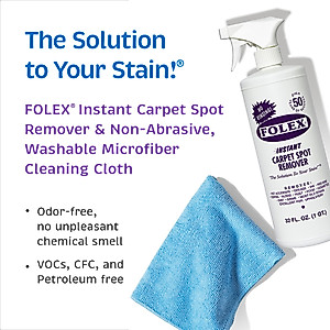 Black Swan Distributors - 2 FOLEX Instant Carpet Spot Removers (32 oz) & Reusable Microfiber Cleaning Cloths (15x15 in) - Household Stain Treater Kit