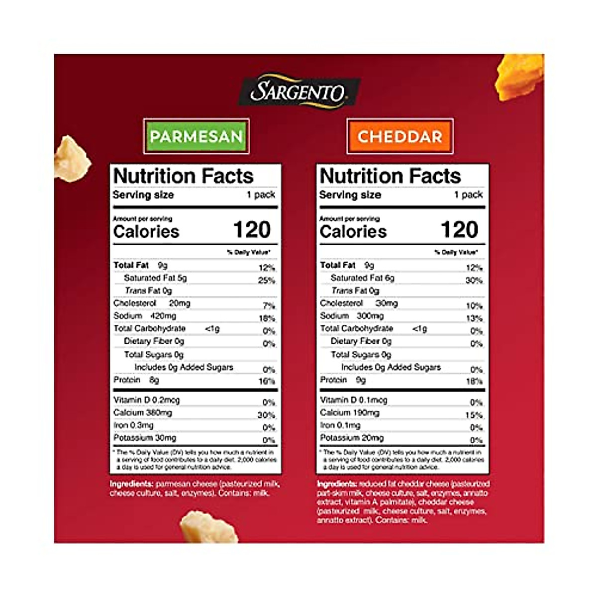 SARGENTO® 100% Cheese Crisps Variety Pack, Parmesan and Cheddar, 10 Snack Packs