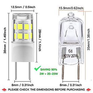 Sriomny G8 LED Bulb 2W Equivalent to 20W Halogen Bulb, T4 JCD Type Two-pin G8 Base, AC 120V G8 Natural White 4000K, Non-dimmable, Suitable for Cabinet Lighting, Indoor Lighting (10 Pack)