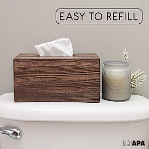 Ilyapa Wood Tissue Box Cover Rectangular - Rustic Farmhouse Wooden Tissue Holder