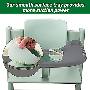 BPA-Free Plastic High Chair Tray Compatible with Stokke Tripp Trapp Chair - Shining Surface and Stronger Suction Power - Accessories for Stokke Tripp Trapp Chair (Grey)