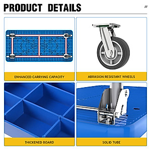 Heavy Duty Platform Truck, Industrial Panel Truck Cart 360 Degree Swivel Wheels, Flatbed Cart Add Reinforcing Steel Bar with 2200 lbs Capacity, 61X 27.5 inch
