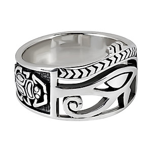 AeraVida Egyptian Eye of Horus Ankh Cross .925 Sterling Silver Ring | Classic Wedding Rings For Women | Gothic Comfort Fit Silver Rings for Women (6)