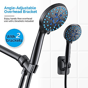 Shower Heads High Pressure with Spray, DOTTE Handheld Shower Head with Hose, Showerhead Built-in Power Wash to Clean Tub, Tile & Pets, Extra Long 6'5. Stainless Steel Hose, Wall & Overhead Brackets