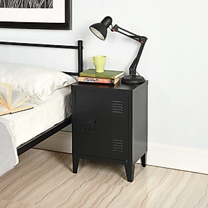 FurnitureR Industrial Metal Storage Cabinet with 1 Door Magnetic Adjustable Shelf File Organizer Home Office Nightstand Sofa Side Table,Size:15.9'' x 12'' x 22.6'' (Black)