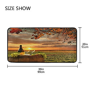 ALAZA White Wine Barrel Vineyard Kitchen Rugs Floor Mat,Non Slip Absorbent Comfort Standing Mat Kitchen Runner Rug for Hallway Entryway Bathroom Living Room Bedroom,39 X 20 Inches