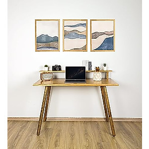 BAROKKO Solid Wood Desk 46"; Computer Desk;Home Office Desk with Monitor Shelf