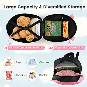 Goplus 2PC Kids Carry On Luggage Set, 16" Rolling Suitcase & 12" Backpack, Airline Approved Travel Trolley Luggage with Wheels for Toddlers Children Girls Boys (Owl)