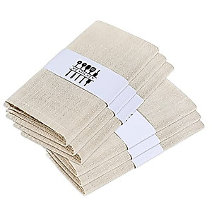 Rustic Natural Washable Cotton Linen Napkin Set, Soft Comfortable and Reusable Linen Dinner Napkins Cloth for Wedding Celebration and Party Decor, Set of 6, Beige