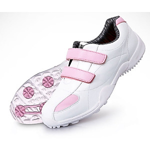PGM Women's Golf Shoes Waterproof Spikeless with Hook and Loop Straps Pink