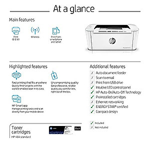 HP LaserJet Pro M15w Wireless Monochrome Printer, works with Alexa (W2G51A)