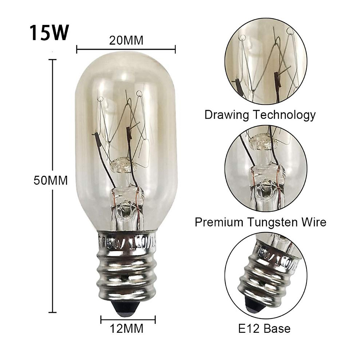 Lxcom Lighting T20 Incandescent Bulbs Salt Rock Lamp Bulb 15W Microwave Oven Light Bulbs 110V Stoven Bulbs E12 Base Appliance Lamp Warm White Kitchen Aid Oven Light Bulb, 8 Pack