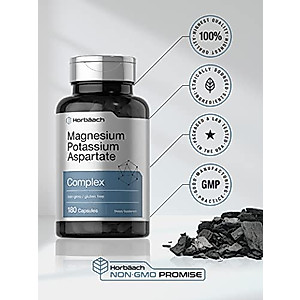 Magnesium Potassium Aspartate Complex | 180 Capsules | Non-GMO and Gluten Free Formula | by Horbaach