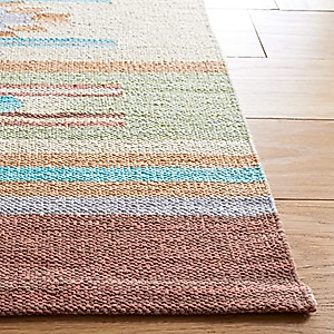 SAFAVIEH Cotton Kilim Collection Accent Rug - 4' x 6', Brown & Ivory, Handmade Southwestern Boho Tribal Cotton, Ideal for High Traffic Areas in Entryway, Living Room, Bedroom (KLC301T)