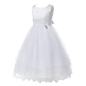 OLIVIA KOO Girls Graceful First Communion Dress (10, White)