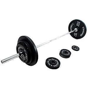 Signature Fitness Cast Iron Olympic Weight Including 7FT Olympic Barbell, 300-Pound Set, Multiple Packages
