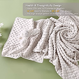 Truwelby Security Blanket Set of 2, 30x40” Infant Plush Blanket &16” Minky Dot Fabric Sweet Loveys for Babies, Baby Blankets with Stuffed Animals, Baby Snuggle Blankie Baby Gifts for Boys and Girls