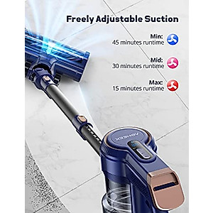 Voweek Cordless Vacuum Cleaner, 6 in 1 Lightweight Stick Vacuum Cleaner with 3 Power Modes, LED Display, Powerful Stick Vacuum Up to 45min Runtime, Vacuum Cleaner for Hardwood Floor Pet Hair Home Car