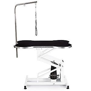 Pet Edge Master Equipment Black Bone Shaped Hydraulic Pet Grooming Table – Foot Operated Hydraulic Pump for 220-Lb. Dogs