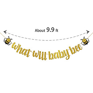 Dalaber What Will Baby Bee Banner, Bumble Bee Theme Baby Shower/Gender Reveal Party Decoration, What Will It Bee He or She Boy or Girl Sign Party Decor Banner Photo Booth Prop