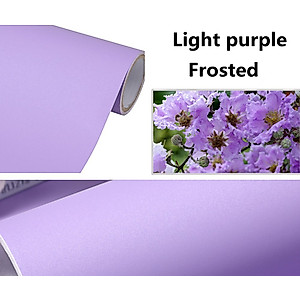 Yija Solid Color Frosted Waterproof Wallpaper Shelf Drawer Liner Self-Adhesive Cabinet Sticker 15.6 Inch by 98 Inch (Light Purple)