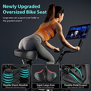 YODOTE Oversized Bike Seat for Peloton Bike & Bike+, Comfort Wide Bike Seat Bicycle Saddle Replacement for Women & Men, Compatible with Peloton, Spin Bike, Exercise Bike or Road Bike