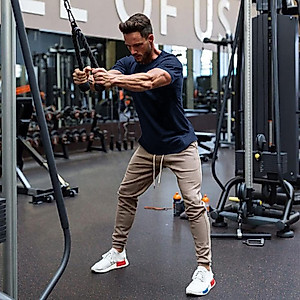 COOFANDY Men's Muscle Athletic T Shirts Gym Fitted Hipster Short Sleeve Tee Top Navy Blue