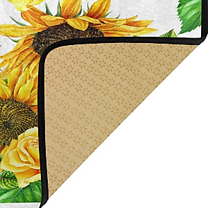 ALAZA Sunflower Kitchen Rug, Yellow Sunflower Rose Non Slip Bath Runner Rugs Mat for Bathroom Kitchen Indoor Floor Mats Doormat 39"x 20"