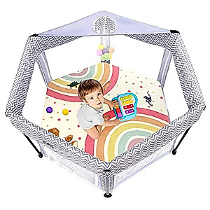 STARUIA Rainbow Rug for Baby Girls Bedroom,55"x47" Washable Area Rug for Princess Tent Castle,Hexagon Non-Slip Nursery Rug Ultra Soft Play Carpet for Kids Room Playpen Dorm