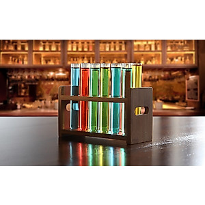 Lily's Home Bamboo Test Tube Vial Shot Glasses Holder Rack, Great as Pen Stand, Made from Bamboo with Built-in Handle, Rack Only, Glass Tubes NOT Included, 12 Tube Capacity (7/8" (22mm') Holes)