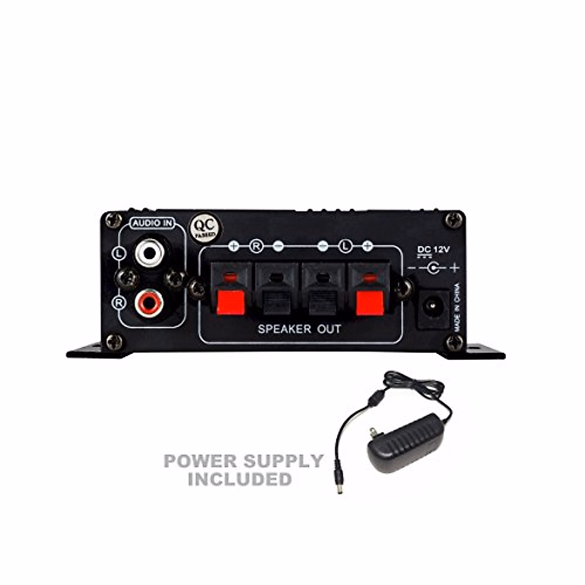 Kinter MA170+ 2-Channel Auto Home Cycle Arcade DIY 2 x 18 W Mini Amplifier Bass Treble RCA Input Audio Mini Amplifier with 12V 3A Power Supply Black