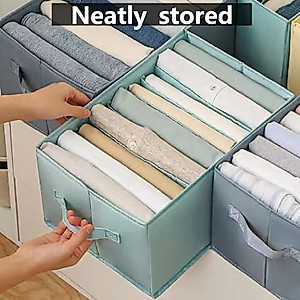 Wardrobe Clothes Organizer Foldable Jeans Drawer Organizer, Closet Organizers and Storage Box, Clothes Organizer for Folded Clothes, Jeans, Sweater, T-shirts (9 Grids, Blue，2Pack)