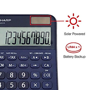 Sharp Elm335bbl Desktop Calculator, 10-Digit LCD, Blue
