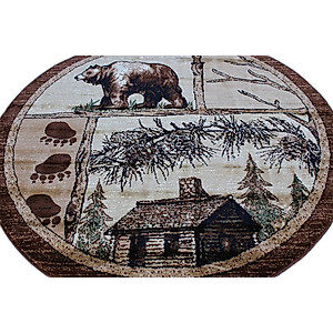 Lodge Cabin Round Area Rug Design 362 - (5 Feet 5 Inch X 5 Feet 5 Inch) Round