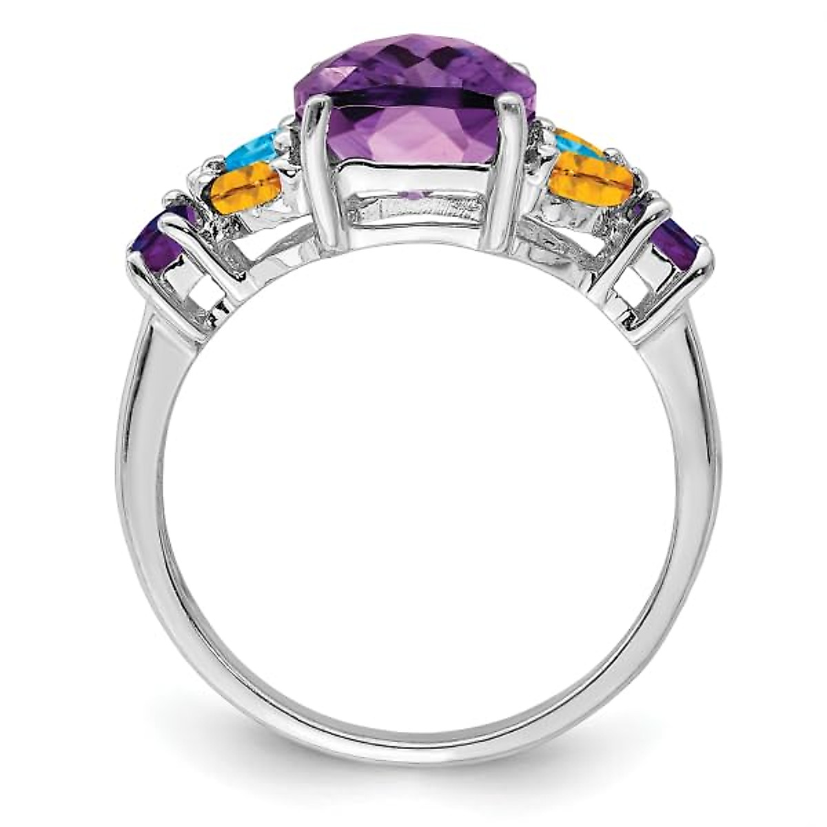 IceCarats 925 Sterling Silver Purple Amethyst Blue Topaz Yellow Orange Citrine Ring Gemstone Band Size 9