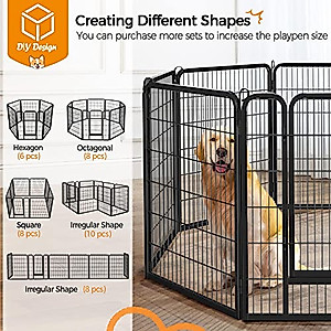 Yaheetech Dog Playpen Outdoor, 8 Panel Dog Fence 40" Indoor Pet Pen for Large/Medium/Small Dogs Heavy Duty Pet Exercise Pen for Puppy/Rabbit/Small Animals Portable Playpen for RV Camping Garden Yard