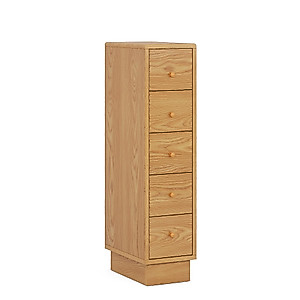 Tribesigns 5-Drawer Dresser, Wood Narrow Dresser for Bedroom, Tall Skinny Dresser Chest of Drawers, Slim Storage Drawers Organizer Lingerie Chest for Small Spaces, Bathroom, Closet, Oak