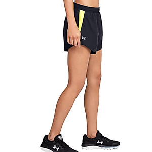 Under Armour Women's UA Speed Stride Shorts (Medium, Black/High-Vis Yellow - 015)