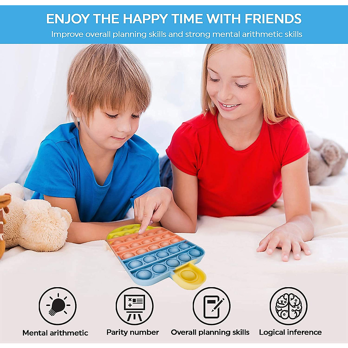 A Plus Formula Pop It Toy - Push Bubble Fidget - Sensory Silicone Stress Reliever - Autism Special Needs - Game Toys - for Toddlers, Kids, Children, Adults (Ice Cream Cone Soft)