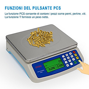 RUJIXU Large Digital Kitchen Scale 30KG Commercial Food Scale 66LB for Baking Bread Meat Stainless Steel Price Computing Scale LCD Display,Prep Counting Scale for Parts and Coins Adapter Included