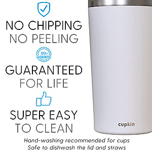 CUPKIN Insulated Tumbler with Lid and Straw - 20 oz Water Bottle with Straw, Stainless Steel Cups, Coffee Mug for Adults, Iced Coffee Cup, Coffee Tumbler for Travel