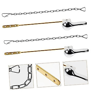DOITOOL Toilet Accessories 6 Sets Toilet Handles Lever and Flapper Chains Flapper Chain Toilet Flush Tank Lever Metal Toilet Drain Valve Toilet Tank Handle Lever