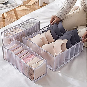 BlackeEight Foldable Underwear Drawer Organizer,6/7/11 Grid Mesh Nylon Closet Clothes Dividers Dresser Compartments for Bras Socks Underpants Panties and Ties (Black Panties Style)