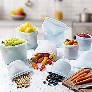 Gourmanity Cook Silicone Storage Bags | Reusable Silicone Bags with Zip Top | Silicone Storage Bags for Food | Leakproof Silicone Snack Bags [6 Bags in 3 sizes]