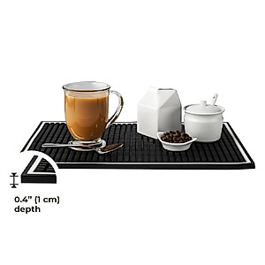 Bar Mat Modern And Durable- Service Bar Mat For Spills, Ideal For Coffee, Bars, Restaurants And Counter Top-dish Drying Mat, Glass Drying Mat-18in X 12in 1cm Thick-barista Accessories- Quality Rubber.